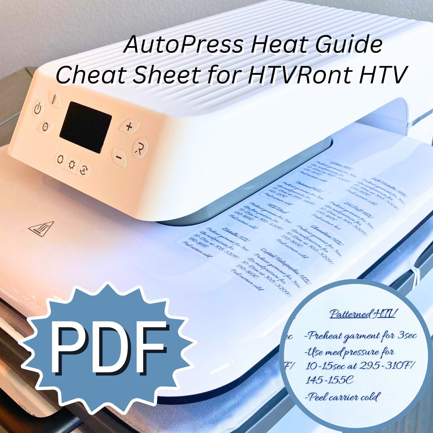 PDF Auto Press Heat Guide for HTVRont Material – Our Creativity Spot